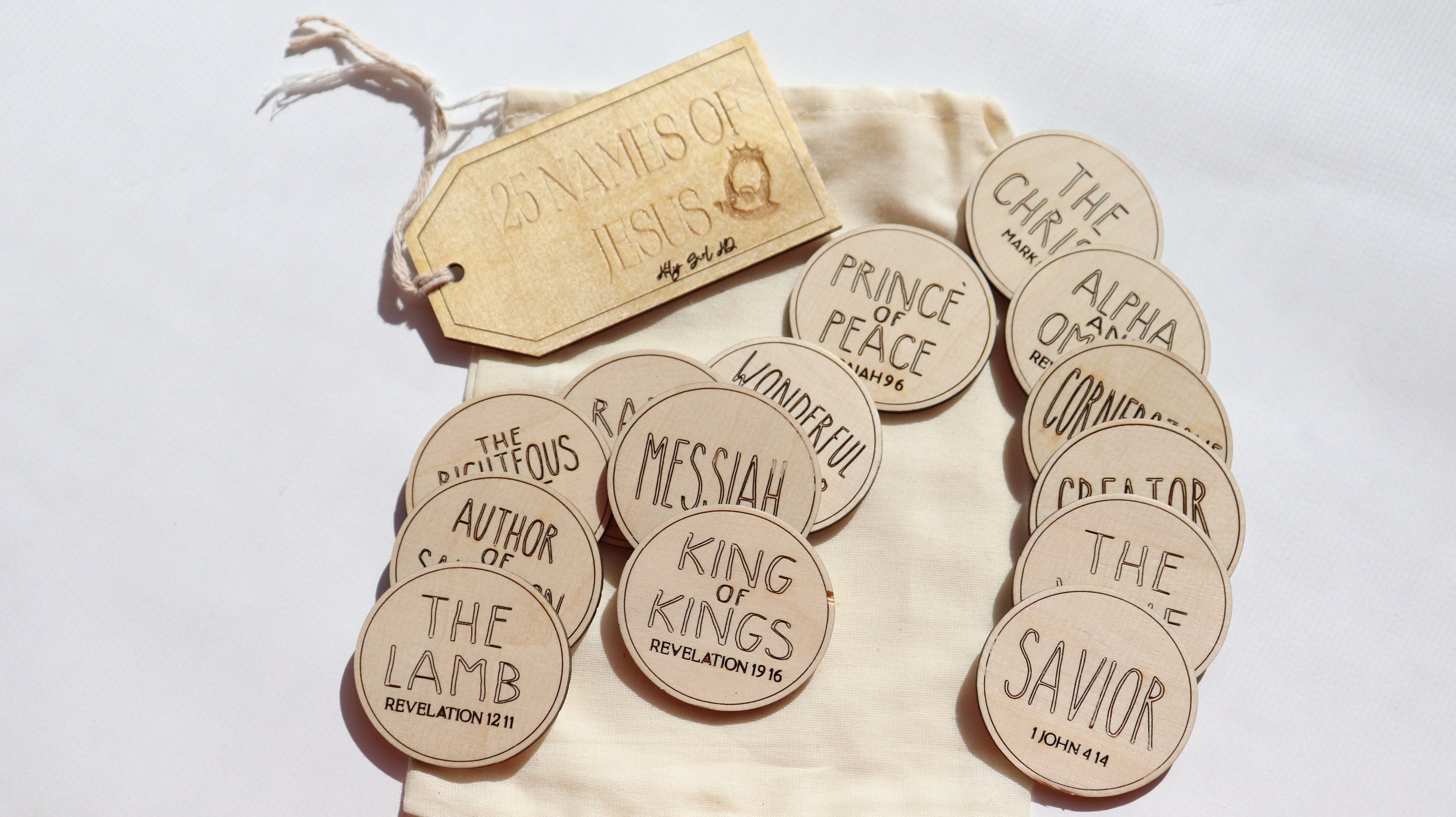 25 Names of Jesus | Wooden Positive Affirmation Pocket Tokens ...