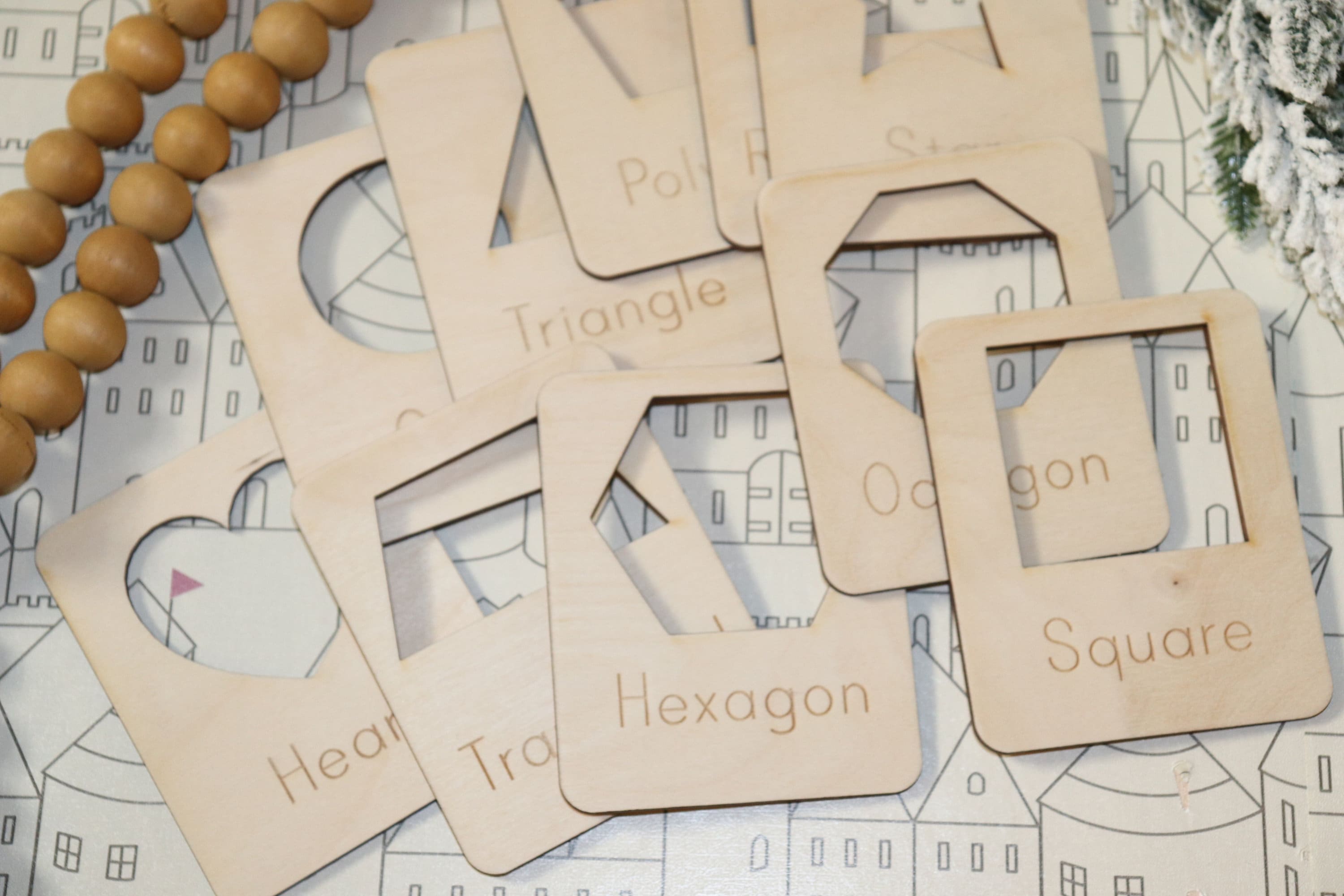 Shapes Flashcard | Wooden Shape Card | Homeschool Wooden Flashcard ...