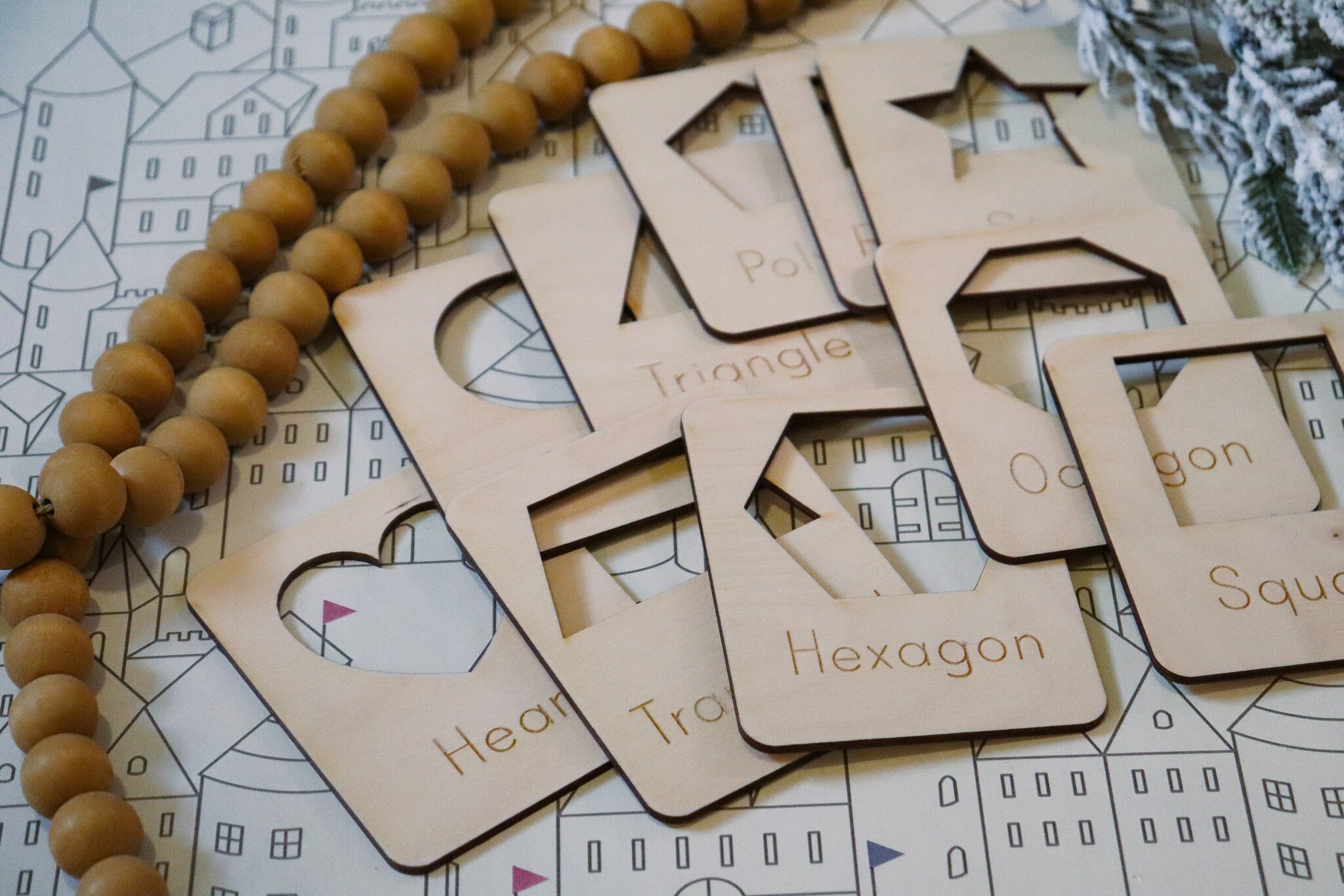 Shapes Flashcard | Wooden Shape Card | Homeschool Wooden Flashcard ...