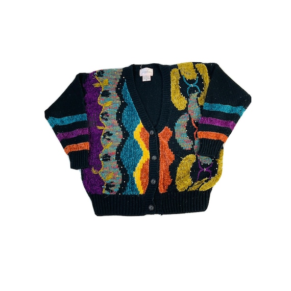 Vintage Womens Small Hand Knit Coogi Style Rainbow Cardigan Sweater ...