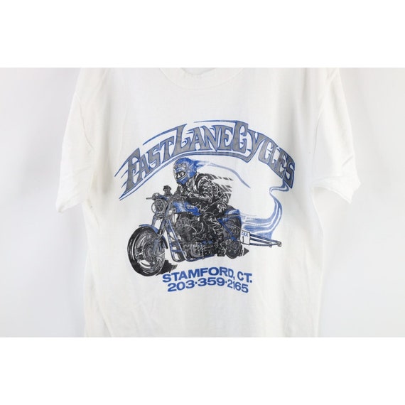 80s Mens Large Fast Lane Cycles Motorcycle Spell Out … - Gem