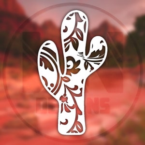 Western Tooled Pattern Cactus Sticker Vinyl Decal - Etsy