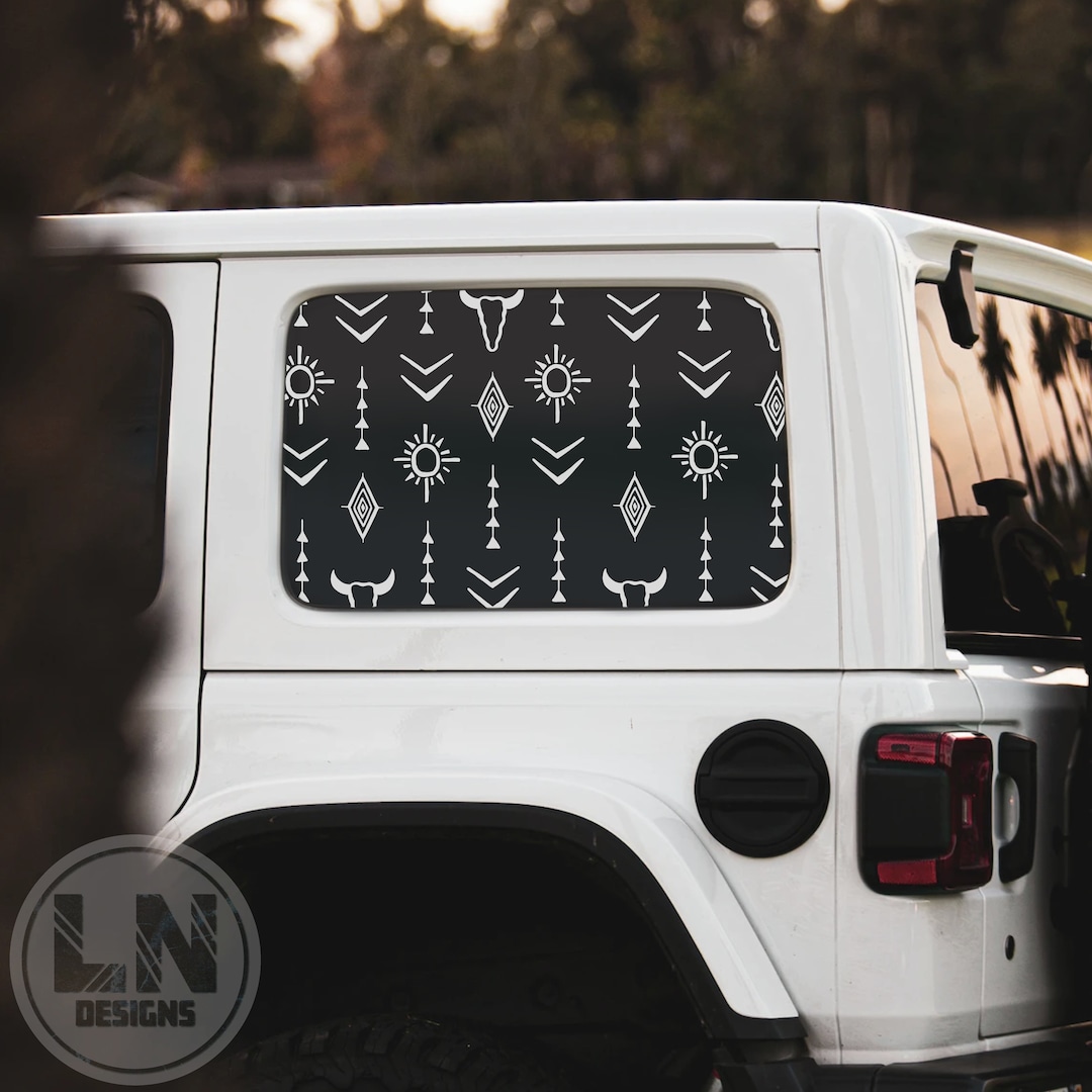 Boho Western Pattern Side Rear Window Decal | Fits Jeep Wrangler JK JL ...