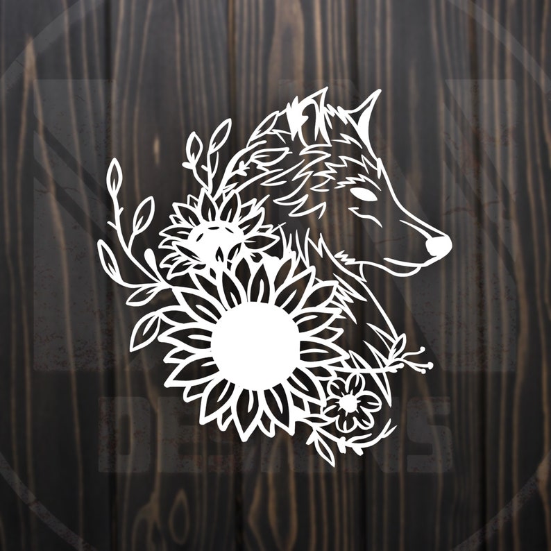 Sunflower Wolf Car Decal Vinyl Window Decal Sticker - Etsy