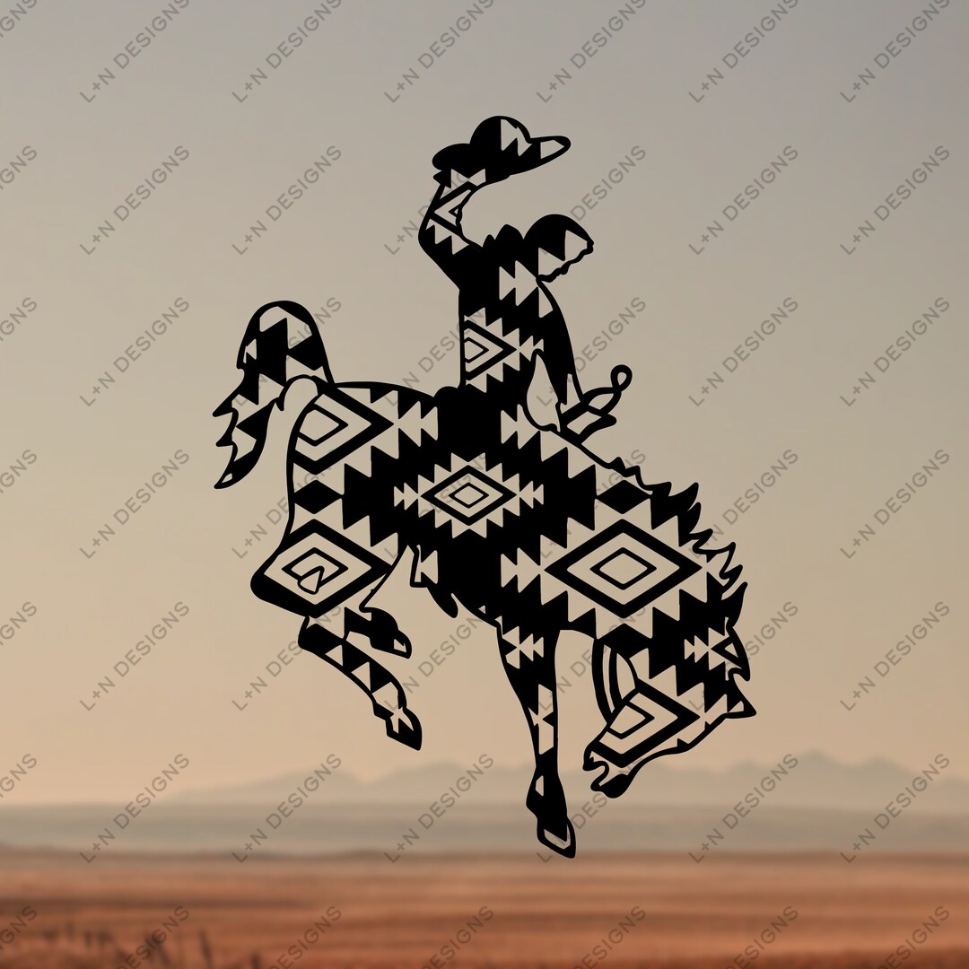 Aztec Bucking Bronc Horse Western Boho Vinyl Decal, Car Truck ...