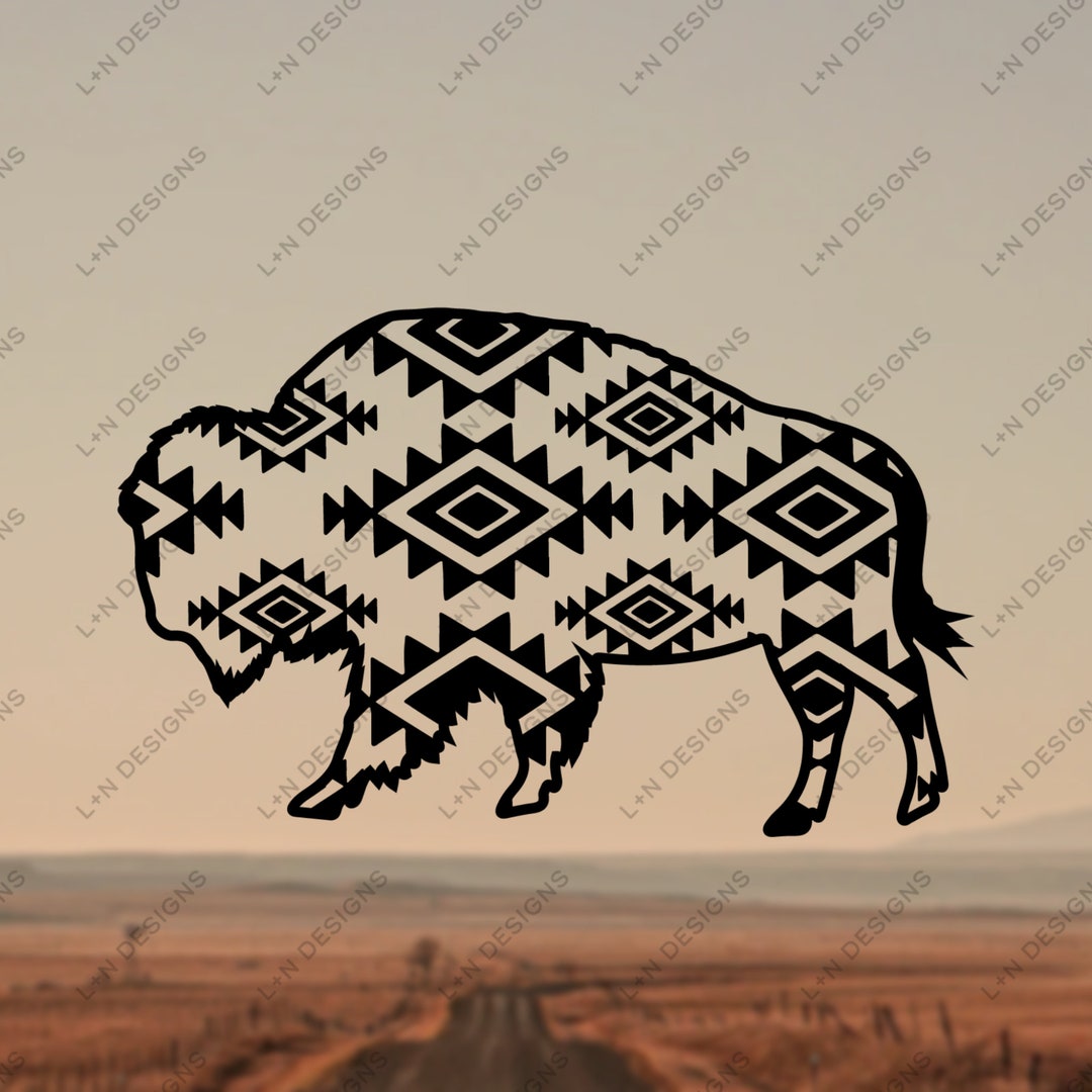 Aztec Bison Buffalo Western Boho Vinyl Decal, Car Truck Automotive ...