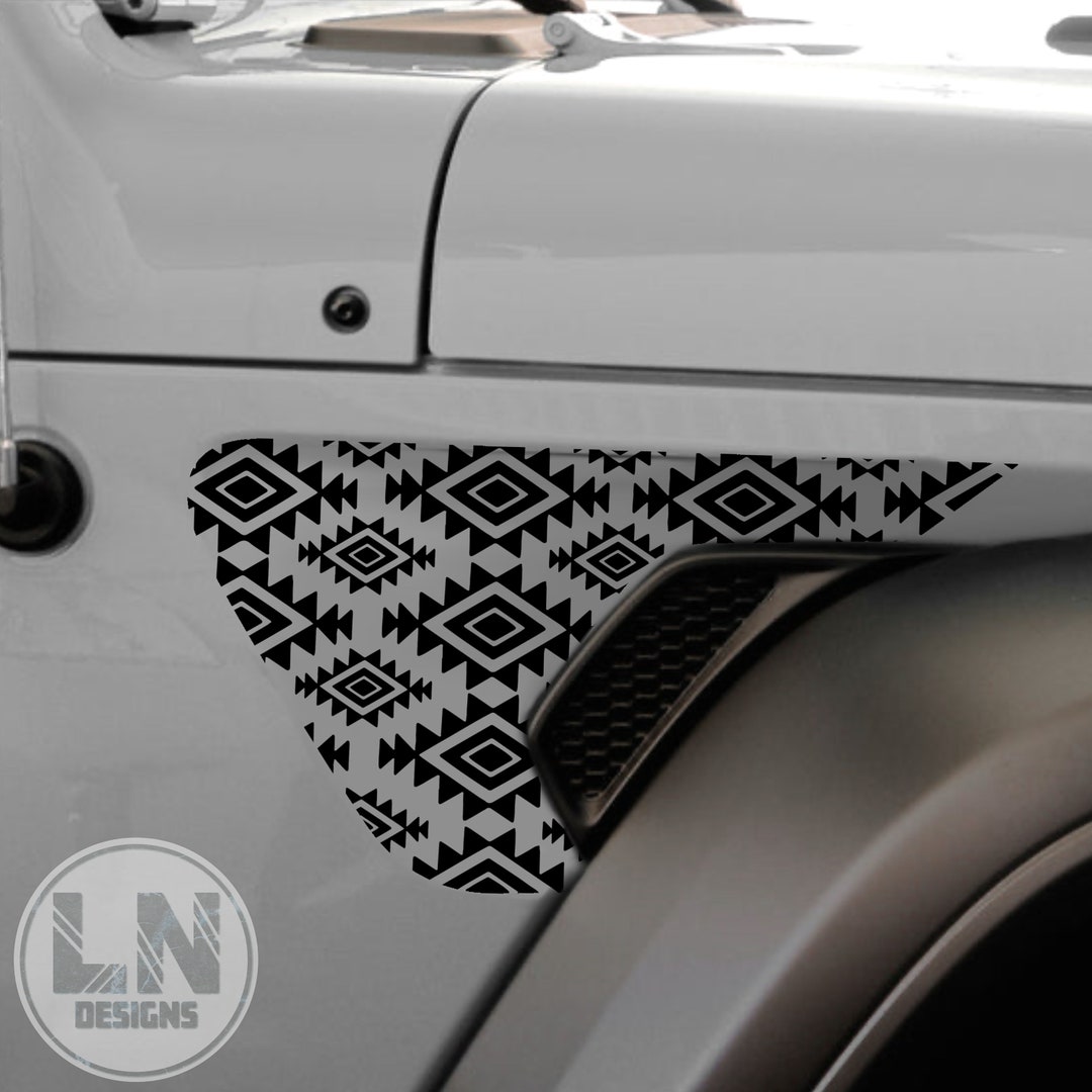 Aztec Boho Pattern Western Fender Vent Decal Set | Fits Jeep Wrangler ...