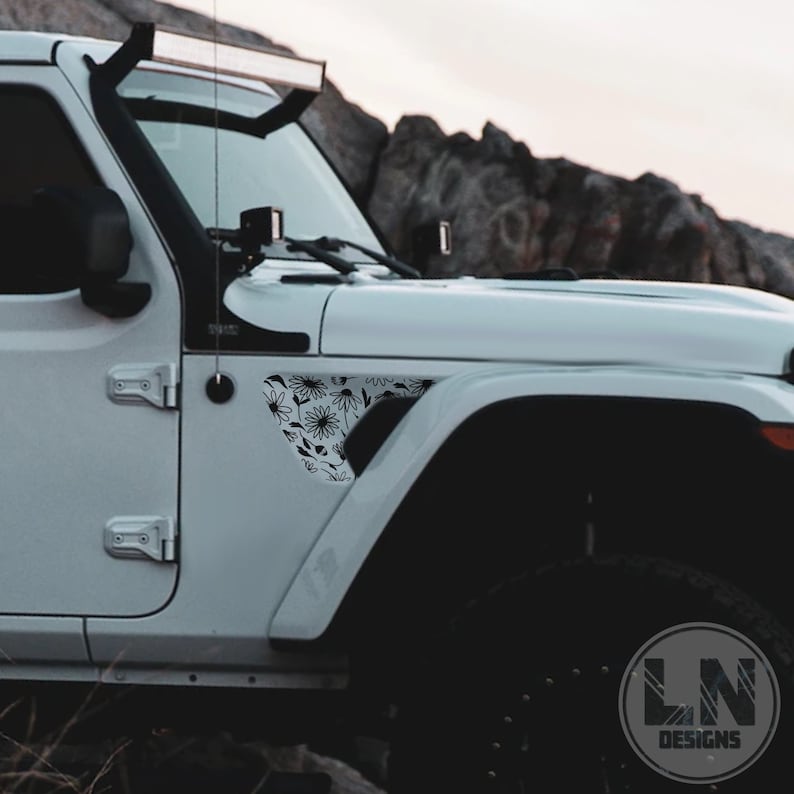 Daisies & Leaves Fender Vent Decal Set Fits Jeep Wrangler JL - Etsy