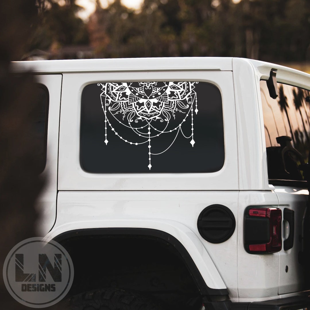 Flower Mandala Side Rear Window Decal | Fits Jeep Wrangler JK JL 2007 ...