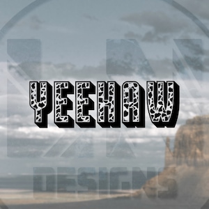 Yeehaw Cow Print Western Cowboy Vinyl Decal, Car Truck Automotive ...