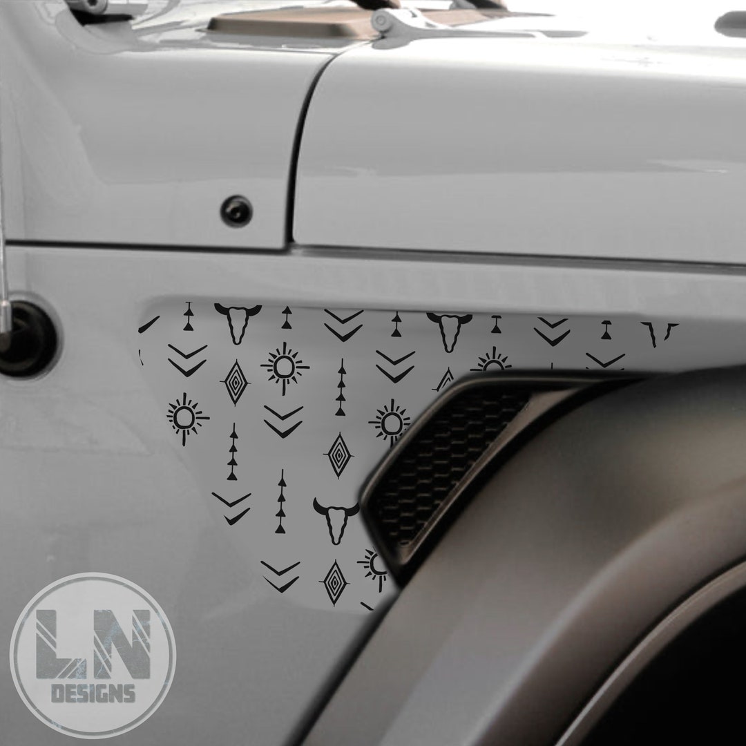 Boho Western Pattern Fender Vent Decal Set | Fits Jeep Wrangler JL Jlu ...