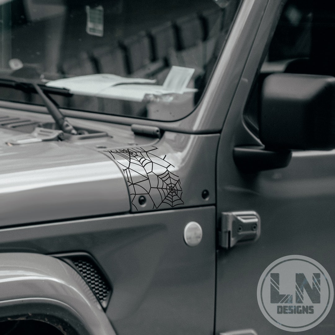 Halloween Spooky Spider Webs Cowl Decal Set | Fits Jeep Wrangler JL JLU ...