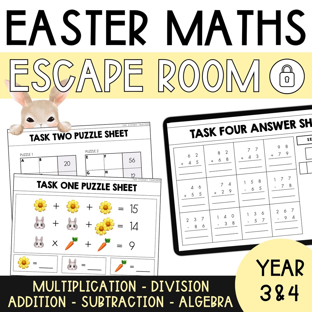 Easter Maths Escape Room, Printable Treasure Hunt for Kids, Classroom ...