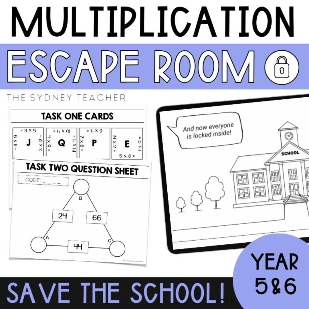 Multiplication Escape Room, 1-digit Multiplication, 2-digit ...