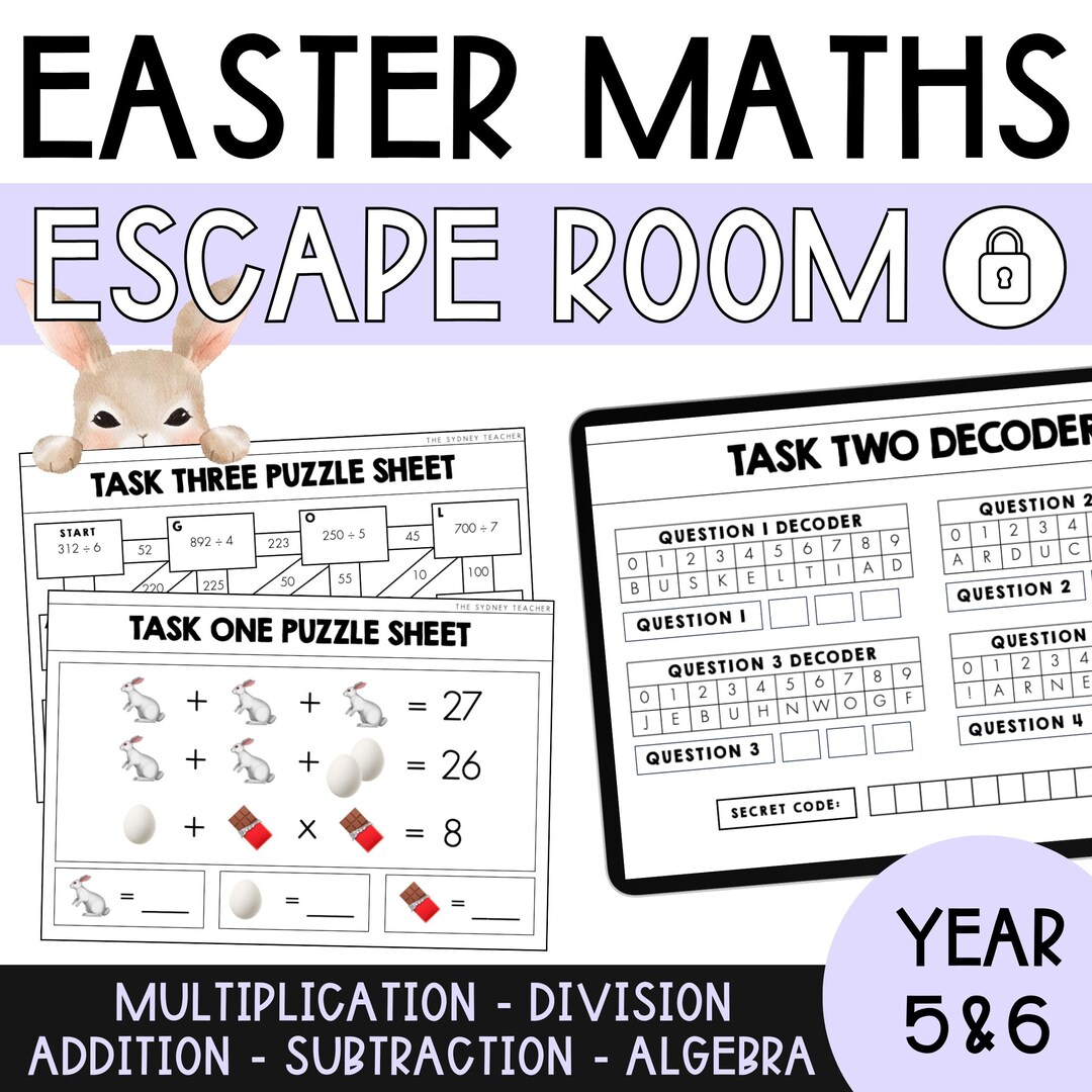 Easter Maths Escape Room, Printable Treasure Hunt for Kids, Classroom ...