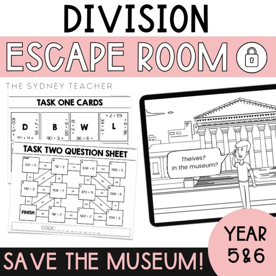 Division Escape Room, Maths Puzzles, Printable Scavenger Hunt (PDF) - Etsy