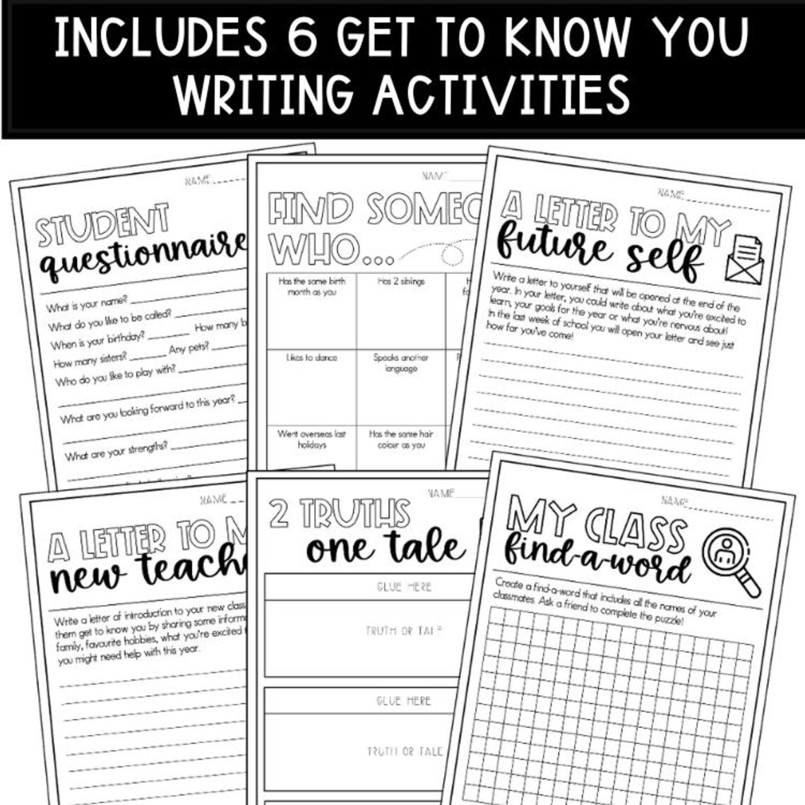 Back to School Ice Breaker Activities – Get to Know You Pack (printable ...