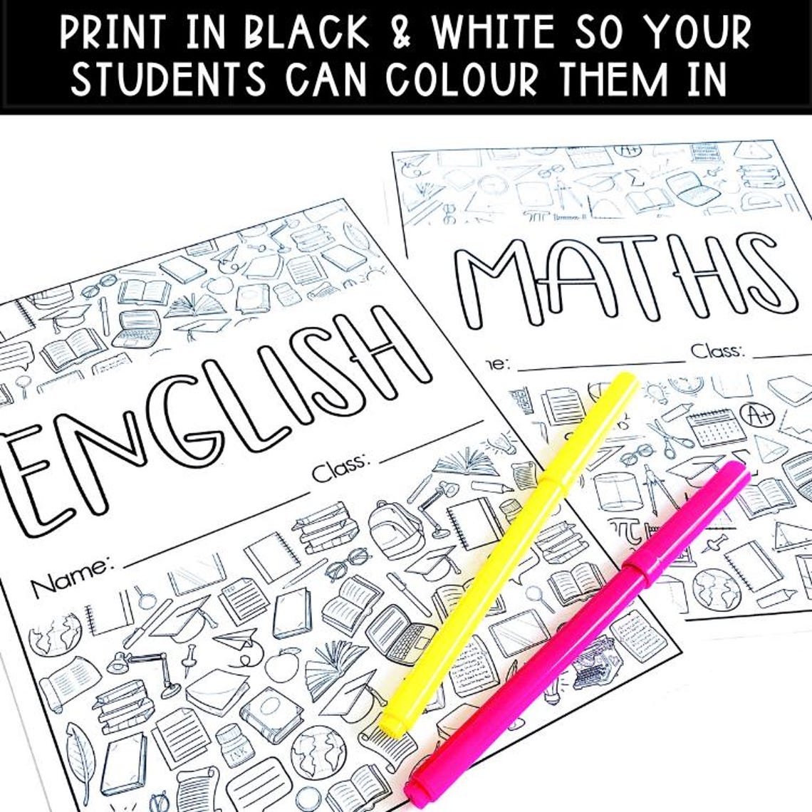 Classroom Line Art Editable Book Covers - Printable Colouring in ...