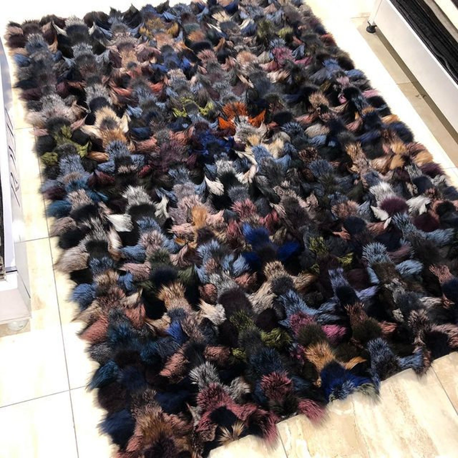 Multicolor Fox Fur Area Rug Fo Fome Decor Natural Patchwork - Etsy