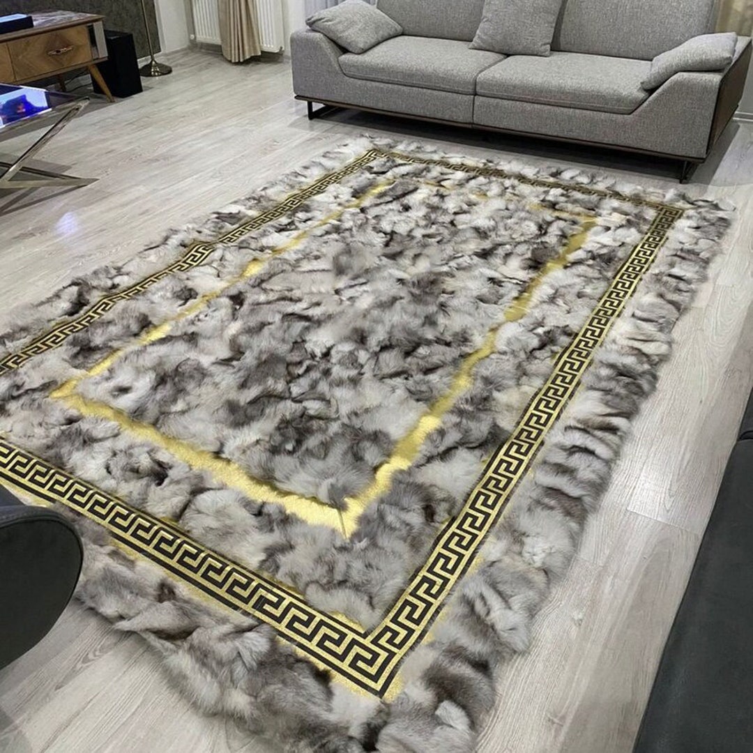 Luxury Handmade Fox Fur Rug, Plush Soft Natural Fox Rugs for Bedroom ...