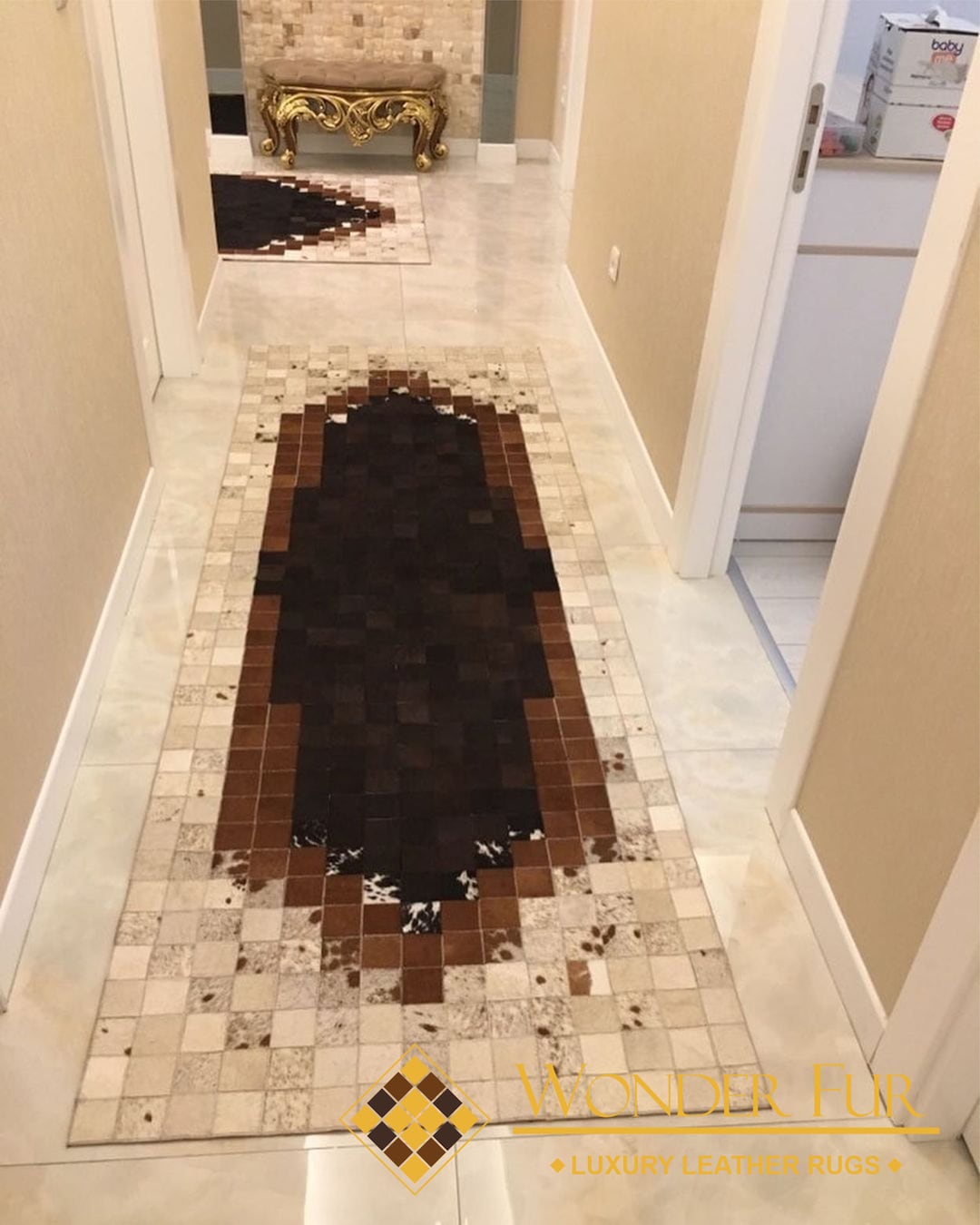 Natural Cowhide Runner Rug, Hallway Runner Rug, Patchwork Cowhide ...