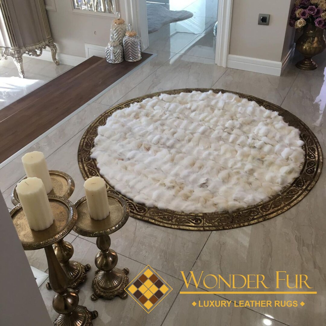 Luxury Round Modern Natural Fur Sheepskin Area Rug Fluffy - Etsy