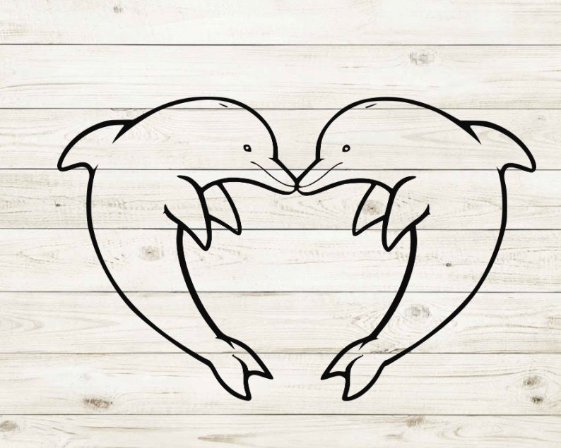 Dolphins Heart Drawings