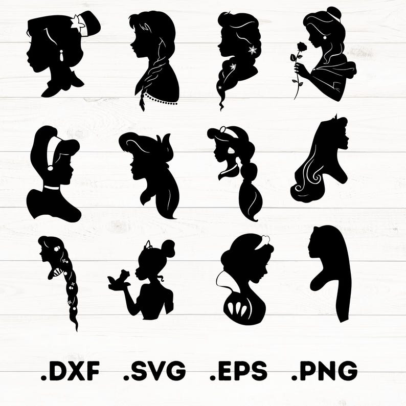 Princess Silhouette Bust Bundle - Princes Bundle - Digital Download ...