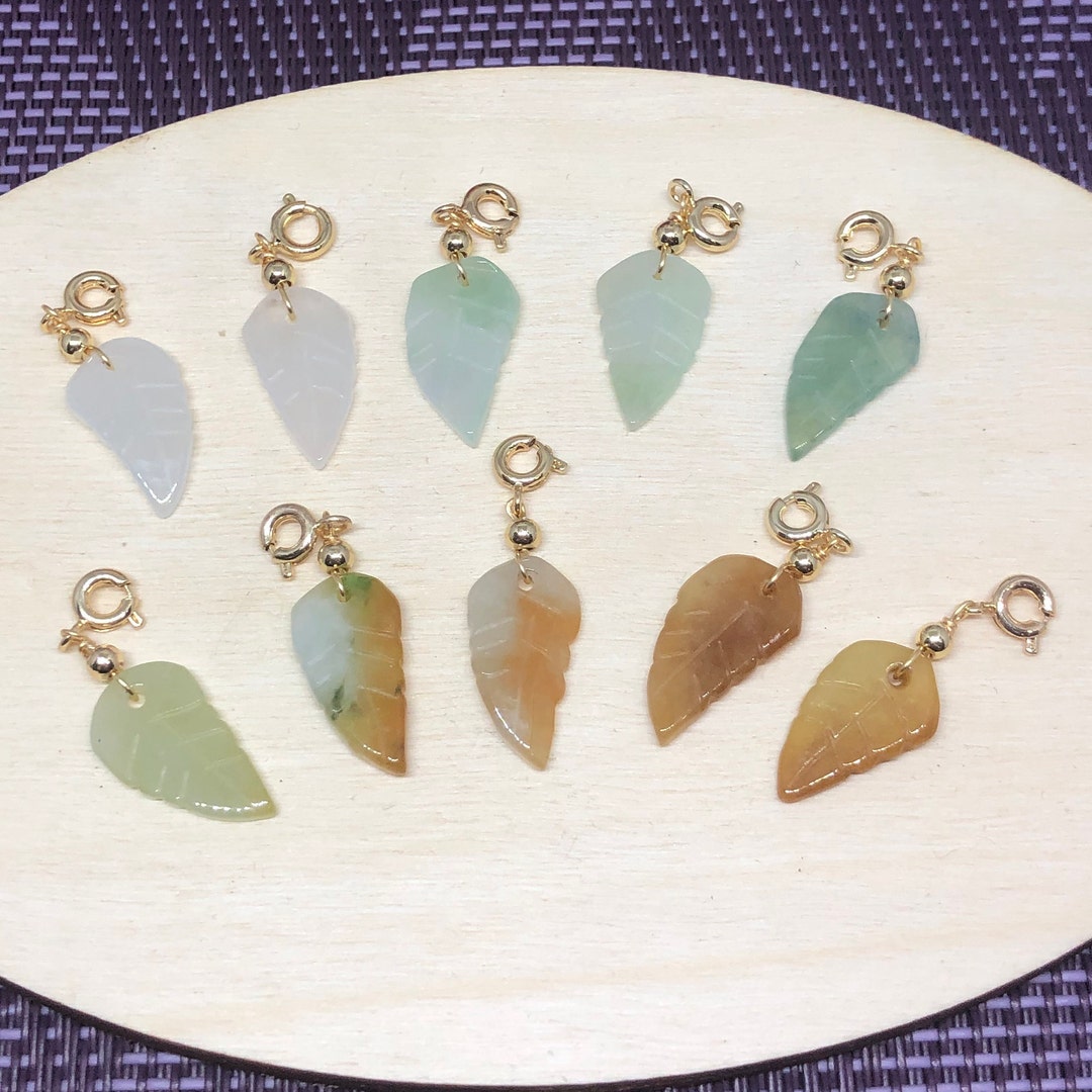 Natural Grade A Icy Cloudy Green/white/golden Brown Leaf Jade Pendants ...