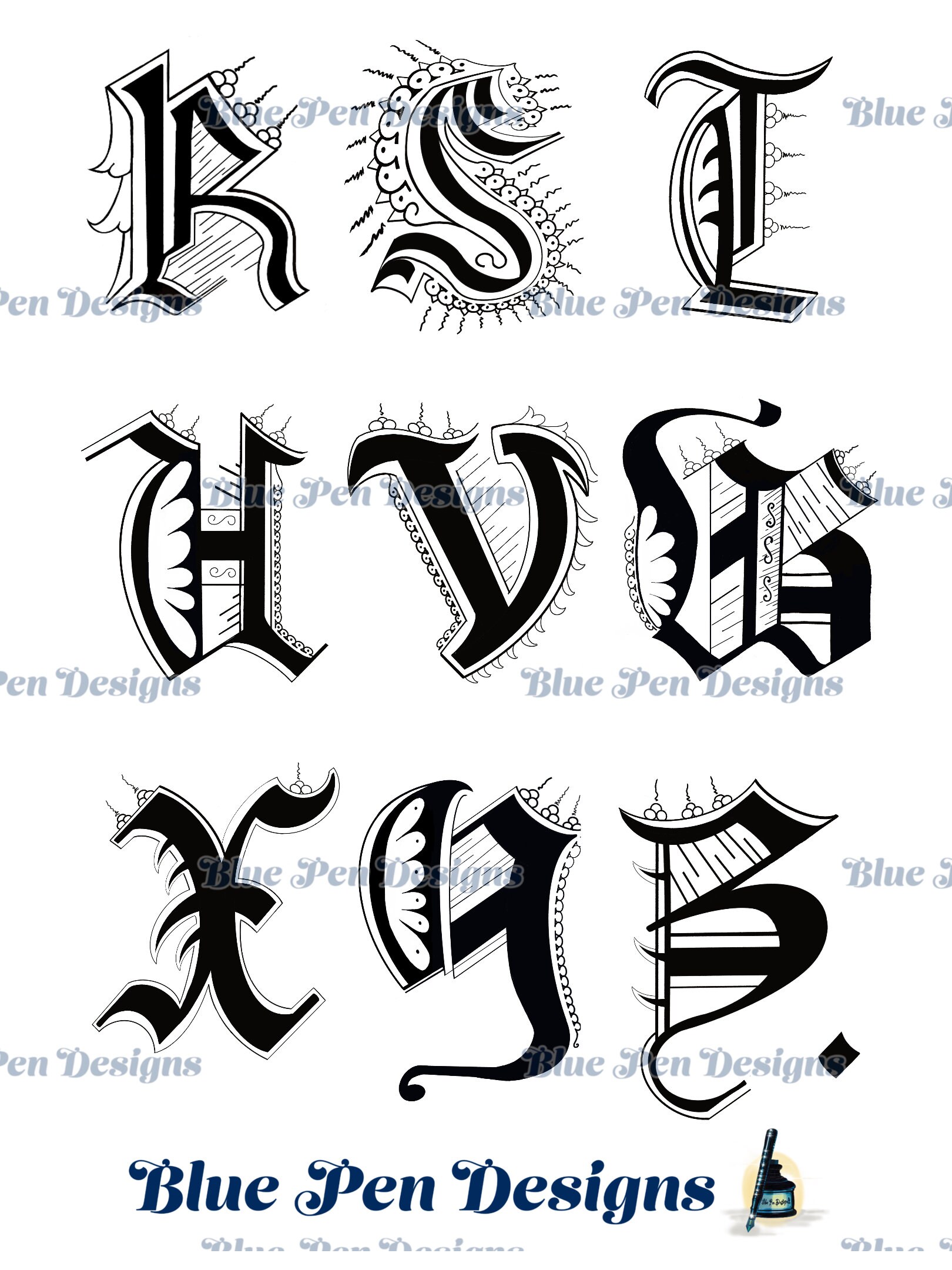 Alphabet Set -insular Majuscule Capitals Cadels Letters Clipart ...
