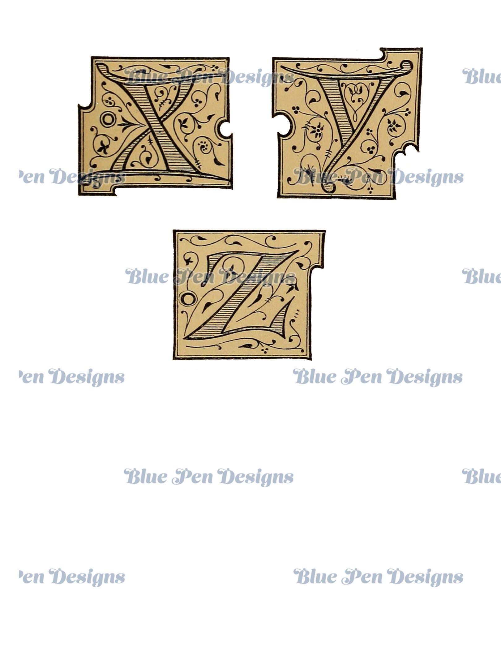 Alphabet Set, 19th Century Block Print Gothic, Letter Clipart, Instant ...