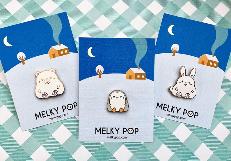 Little Animal Enamel Pins - Bunny Cat Frog Panda Bear Penguin Pig Polar Bear Whale - Autumn ...