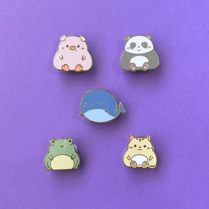 Little Animal Enamel Pins - Bunny Cat Frog Panda Bear Penguin Pig Polar ...