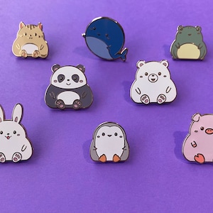 Little Animal Enamel Pins - Bunny Cat Frog Panda Bear Penguin Pig Polar ...