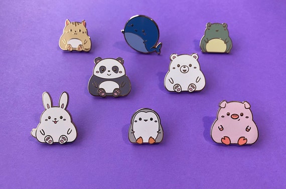 Little Animal Enamel Pins Bunny Cat Frog Panda Bear Penguin | Etsy