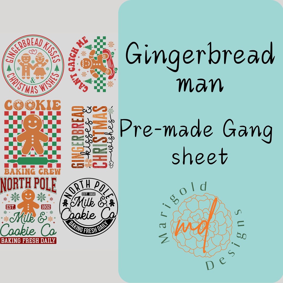 Gingerbread Man Premade Gang Sheet - Etsy
