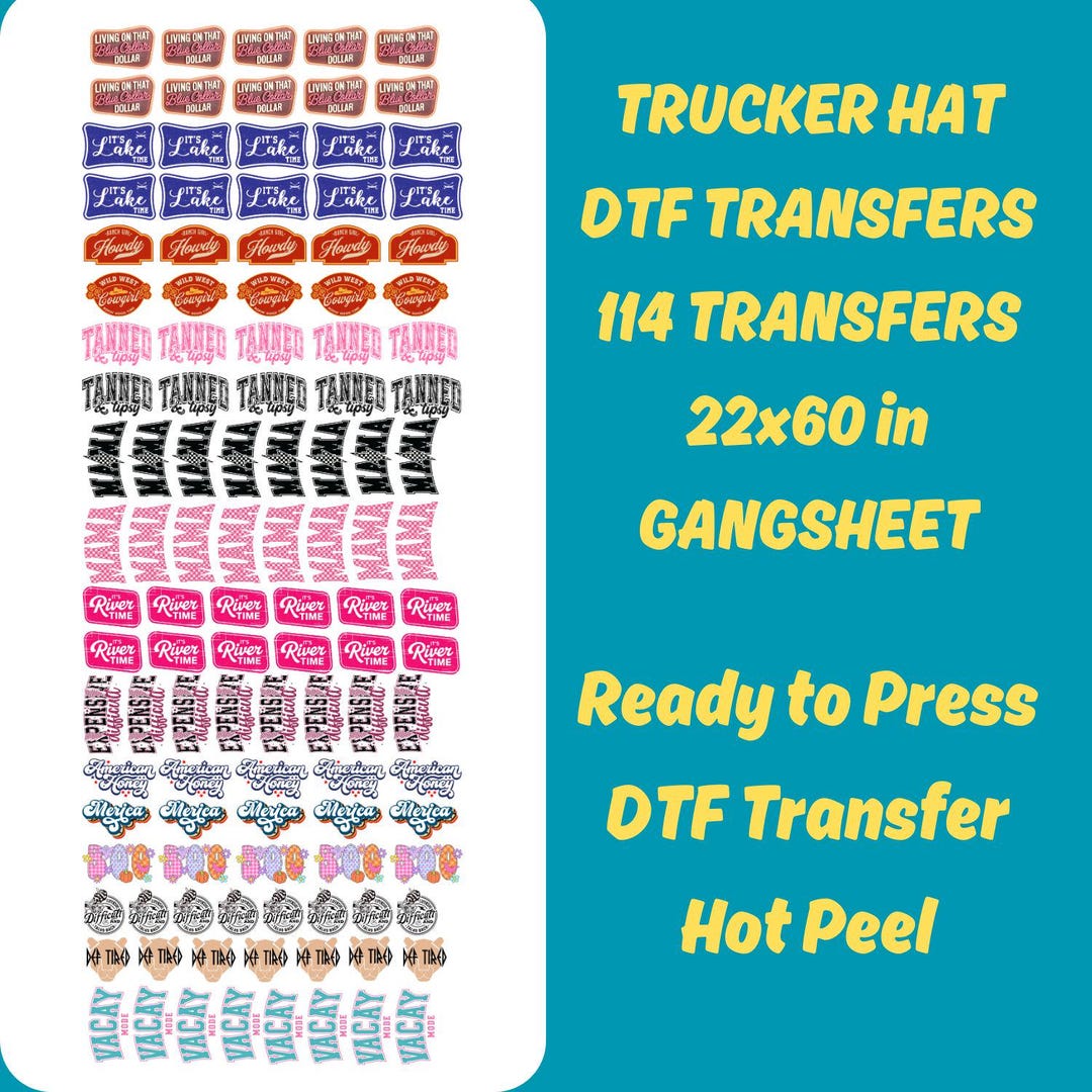 Trucker Hat 2 DTF Gang Sheet, Summer Transfer, Trucker Hat Patch, Beach ...