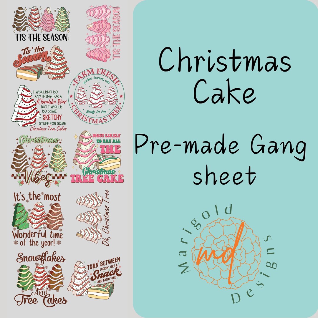 Christmas Cake Premade Gang Sheet - Etsy