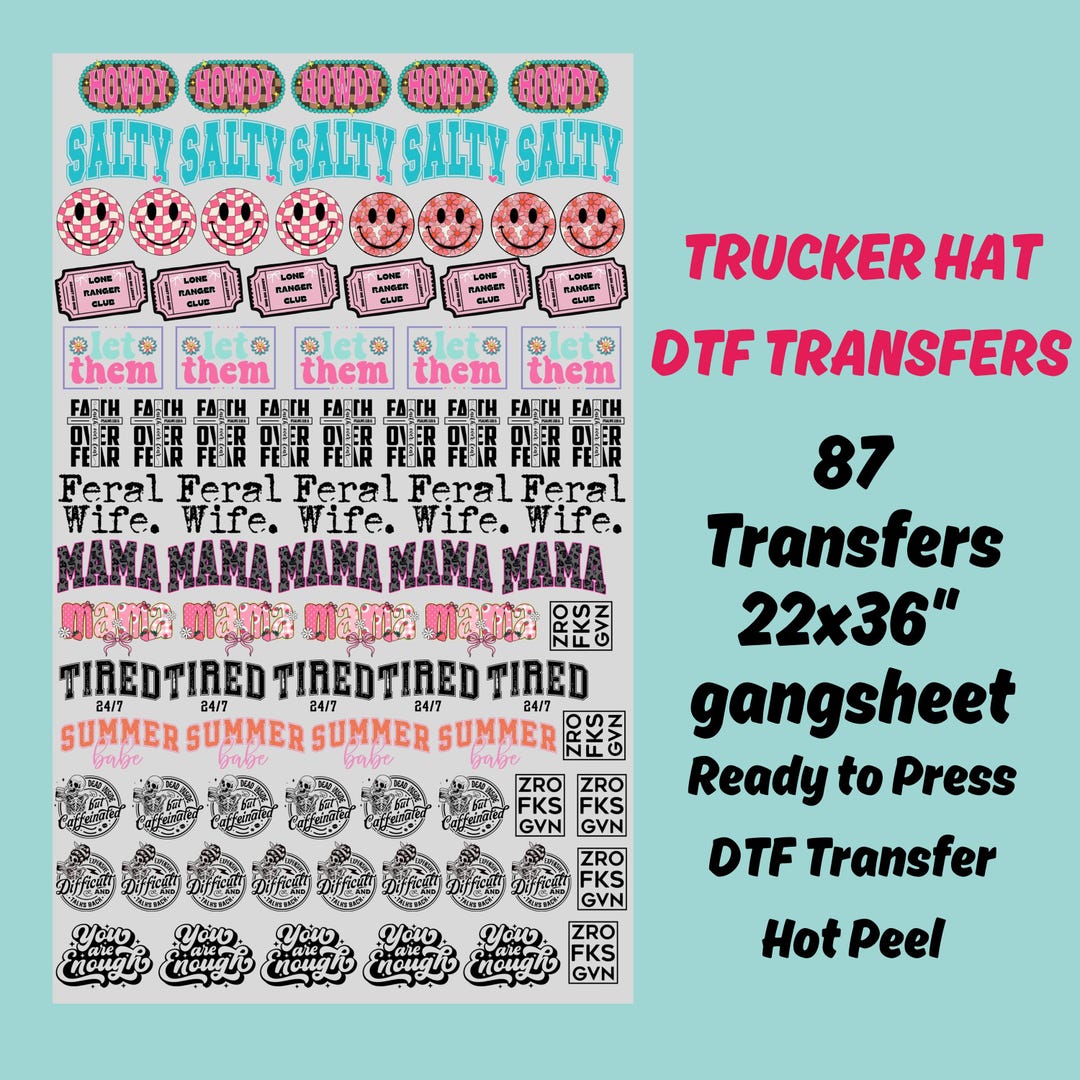 Trucker Hat DTF Gang Sheet, Summer Transfer, Trucker Hat Patch, Beach ...
