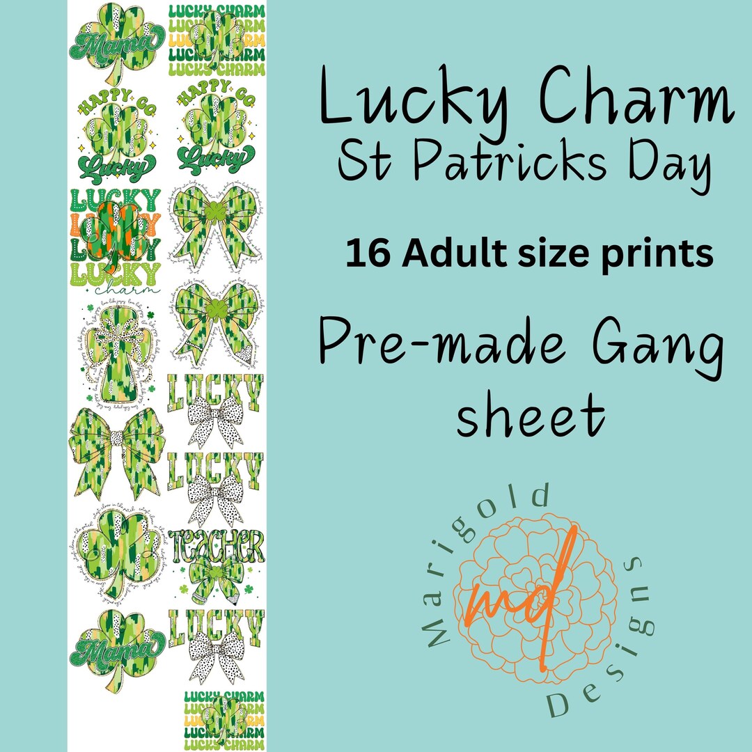 Lucky Charm St Patricks Day Gang Sheet, St Patricks Gang Sheet,dtf ...