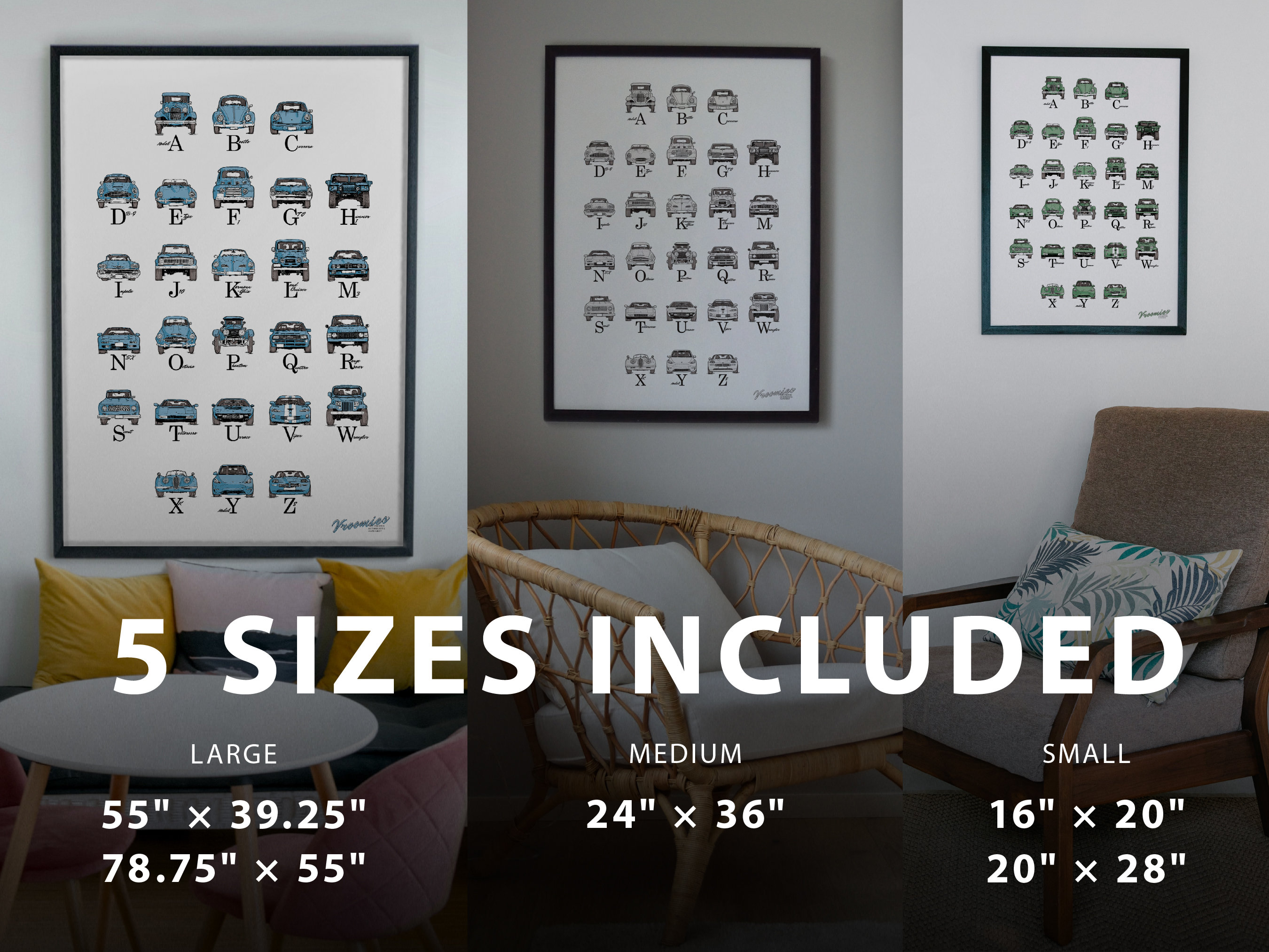 Car Alphabet Poster - Light Blue | Abc Nursery Print | Alphabet Poster ...