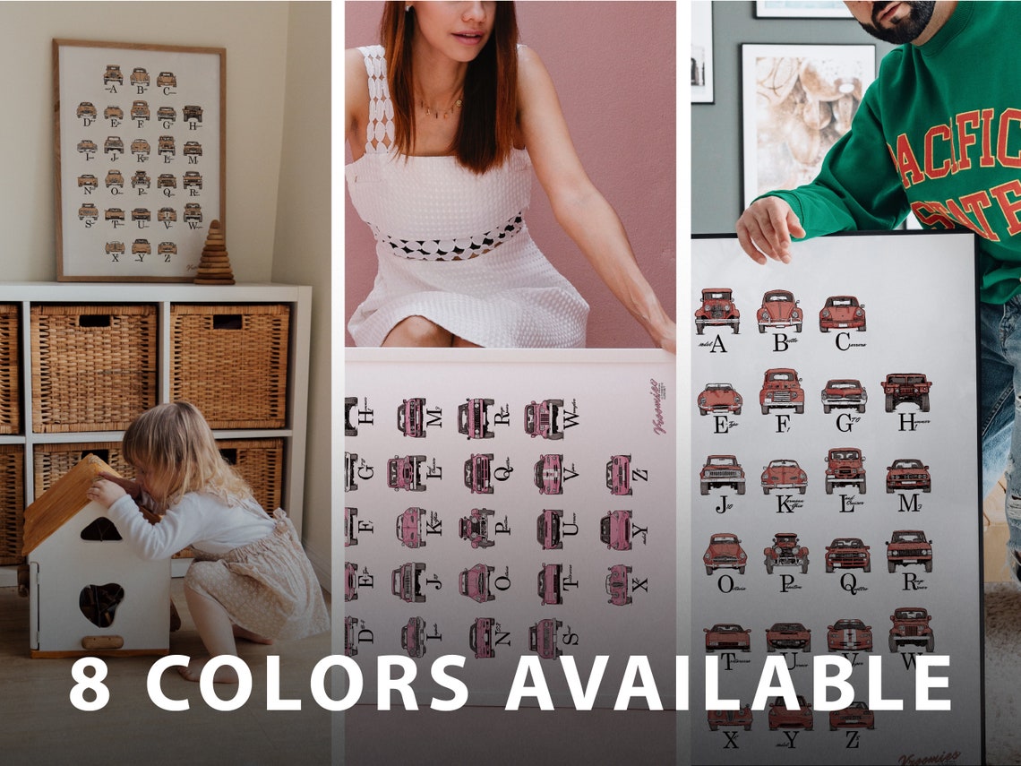 Car Alphabet Poster - off White | Abc Nursery Print | Alphabet Poster ...