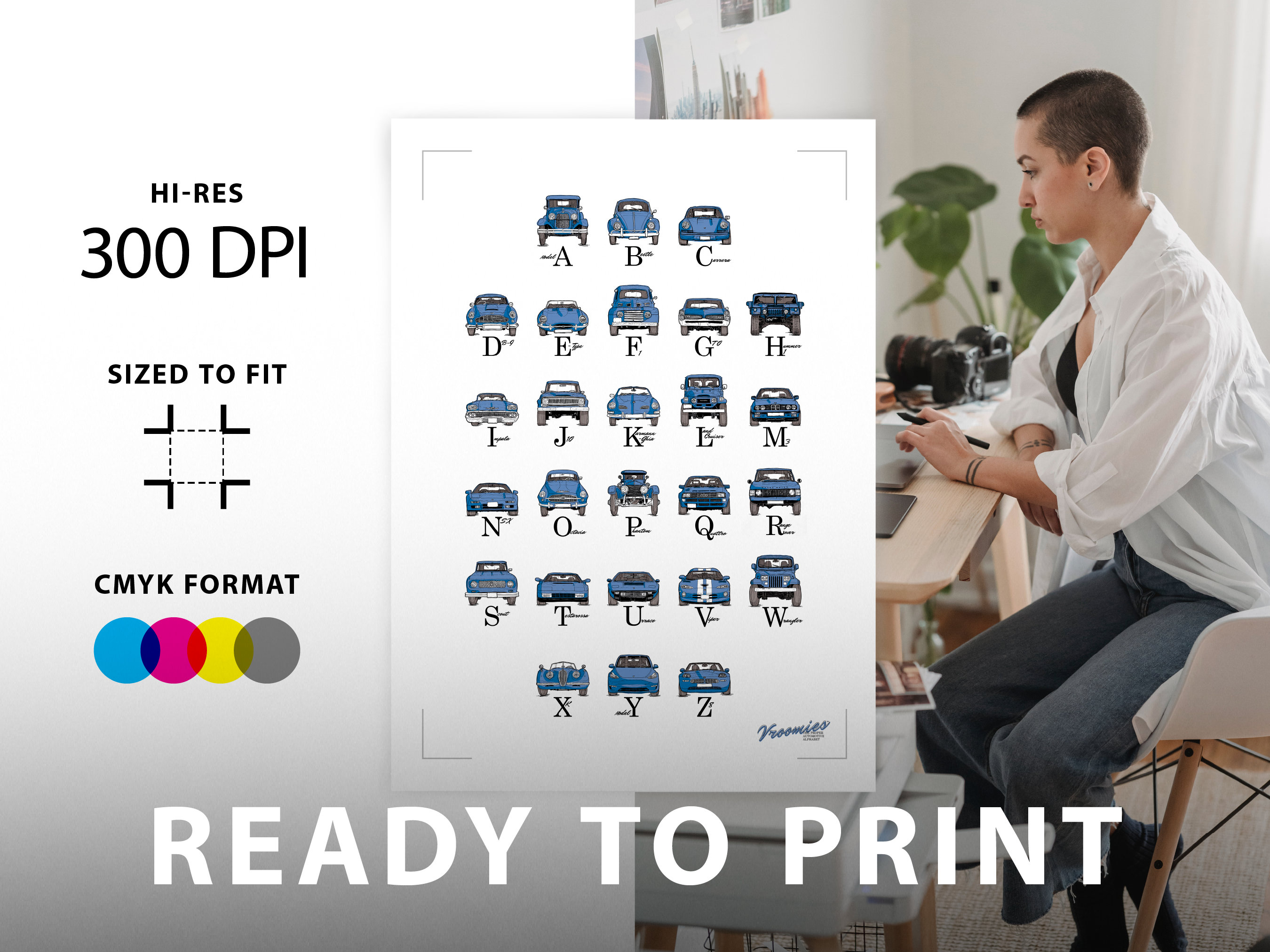 Car Alphabet Poster - off White | Abc Nursery Print | Alphabet Poster ...