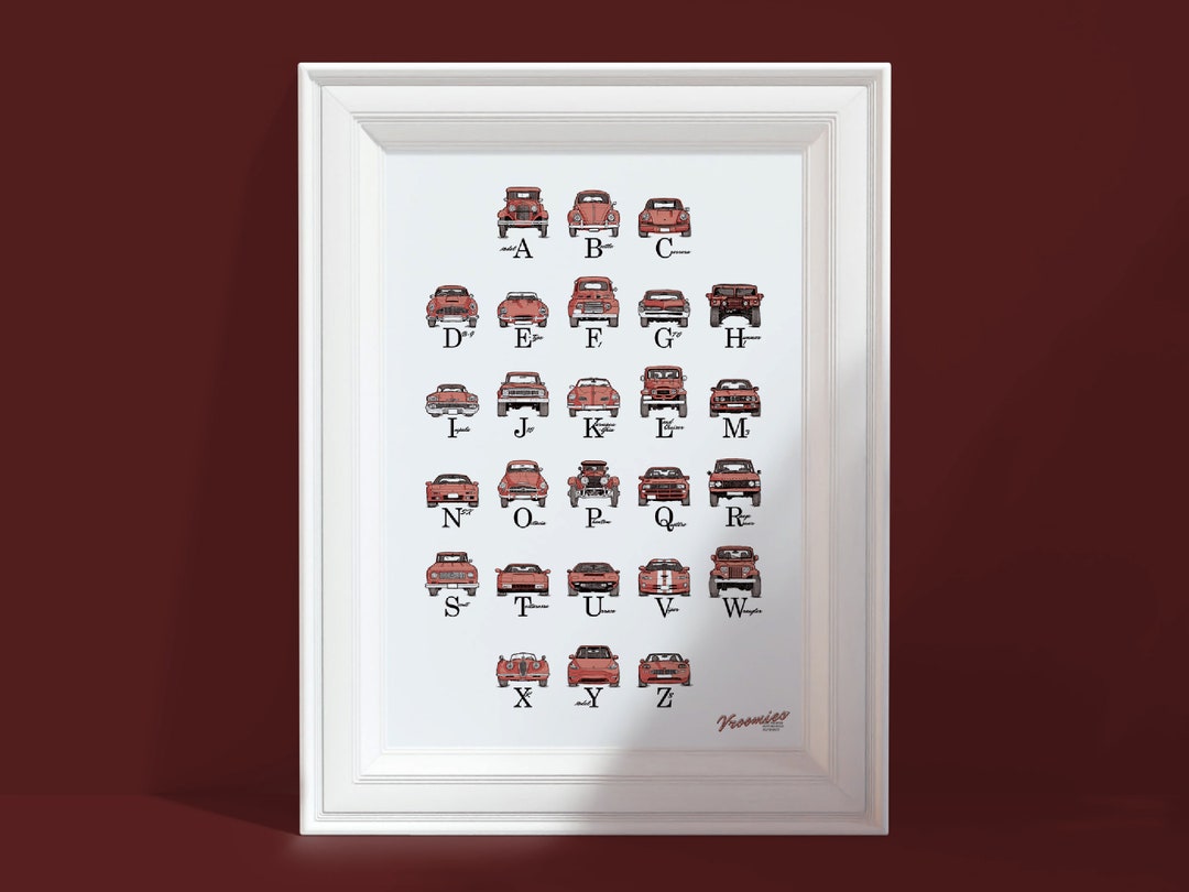 Car Alphabet Poster - Red | Abc Nursery Print | Alphabet Poster | Kids ...