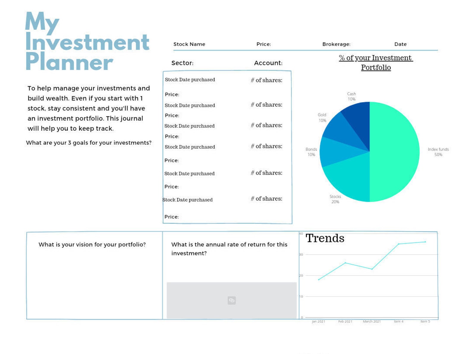 Investment Stock Trading Planner (digital/printable) - Etsy UK