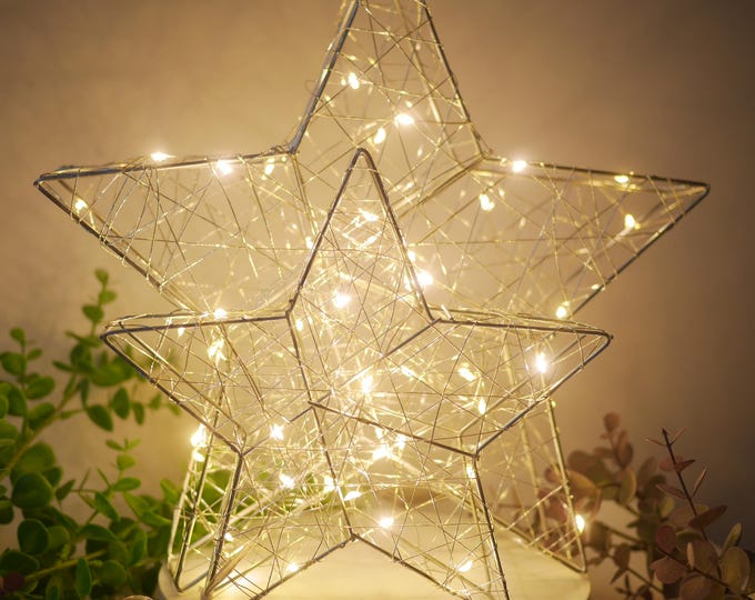 LED Free Standing Silver Star - 2 Sizes 30cm or 20cm | LED Decoration ...