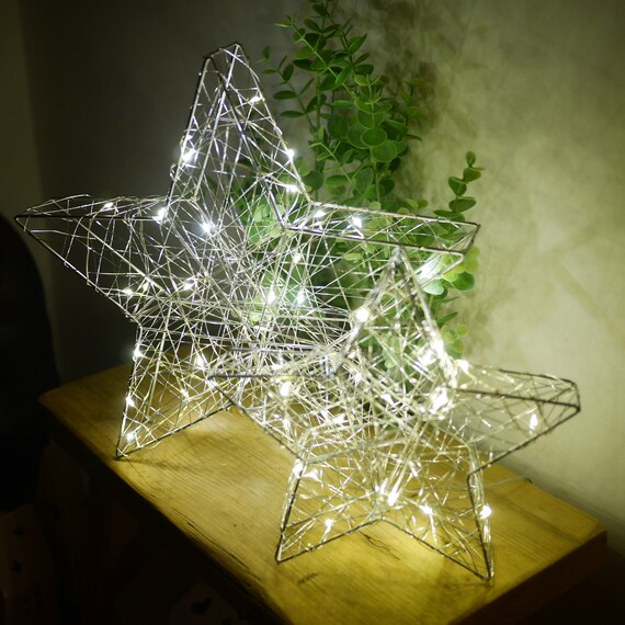 LED Free Standing Silver Star 2 Sizes 30cm or 20cm LED - Etsy UK