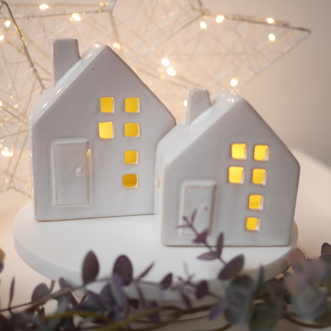 Pair of Natural Glazed LED Houses 12 Cms or 9cms | LED House| Christmas ...