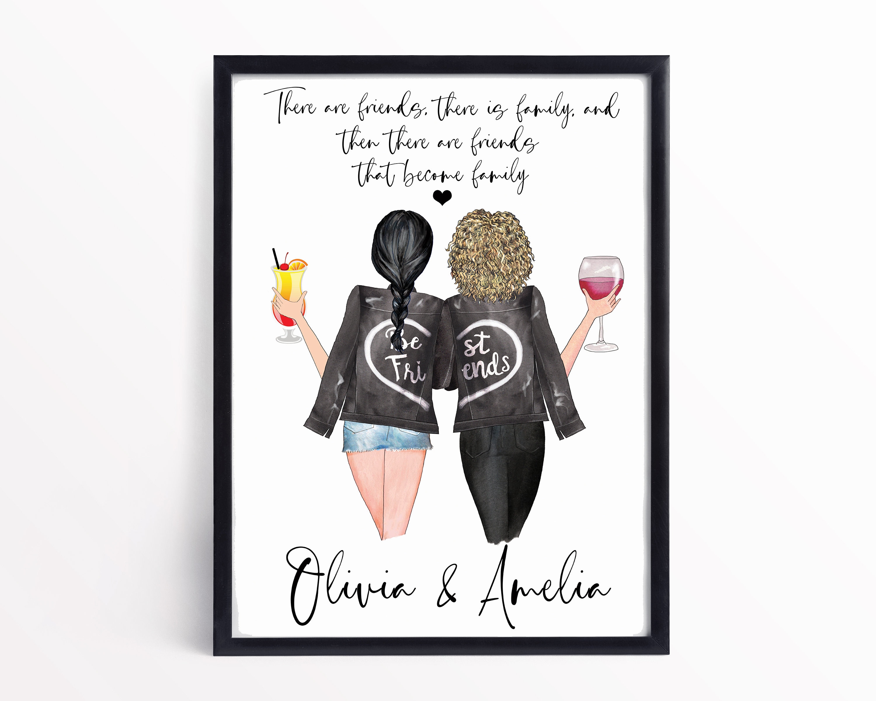 Best Friend Print ,frame Black & White, Bestie Gift ,A4 Size, Stylish ...