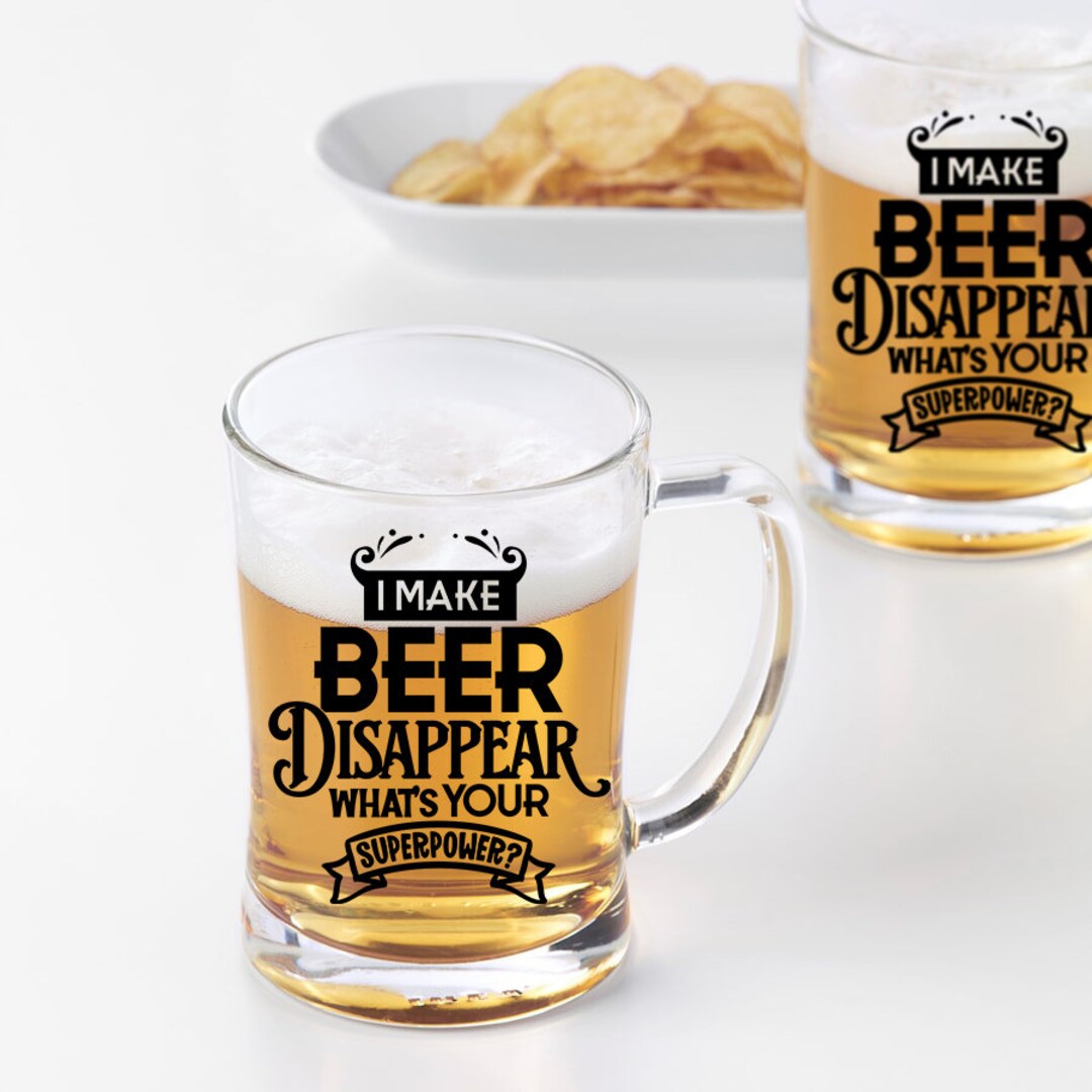 Beer Glass Mug, I Make Beer Disappear Design , Gift Beer Mug - Etsy UK